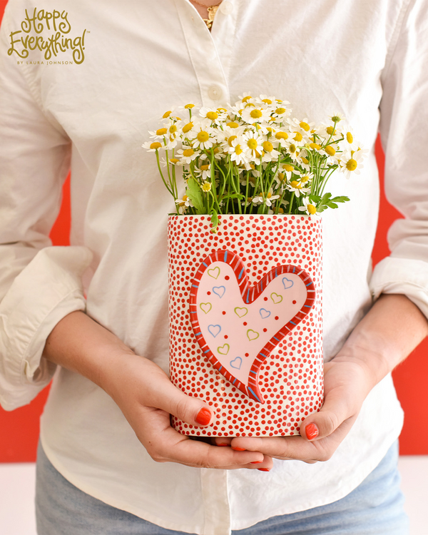 HAPPY EVERYTHING RED SMALL DOT MINI OVAL VASE|FREE SHIPPING|A DODSON'S ...