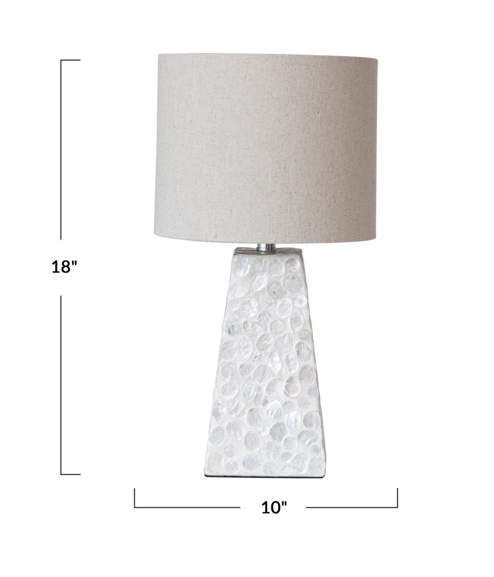 Capiz & MDF Table Lamp w/ Linen Shade | FREE SHIPPING | A DODSON'S