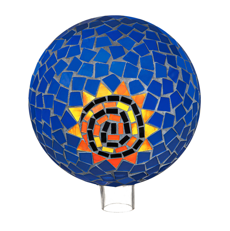 10" Mosaic Glass Gazing Ball, Sun | FREE SHIPPING | A DODSON'S
